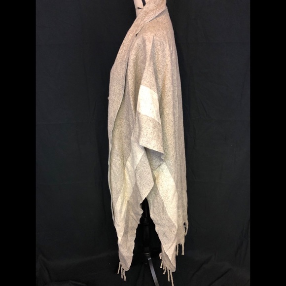 Sweaters | Long Gray Boho Vtg Button Front Open Side Poncho | Poshmark